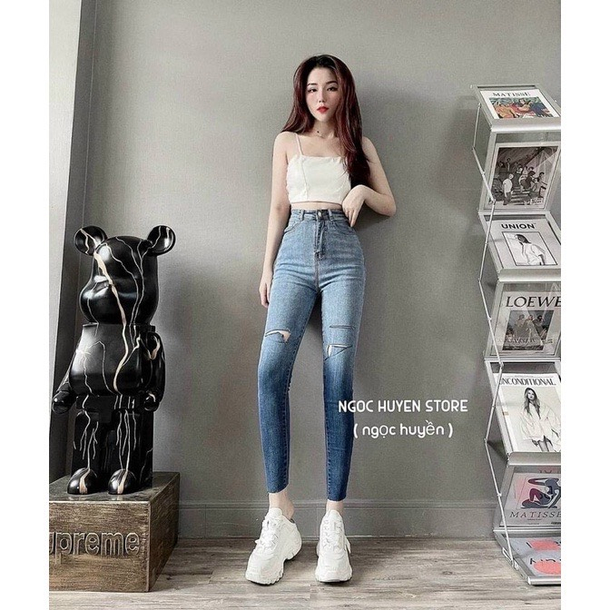 Quần jean nữ loang rách siêu đẹp, siêu hot | Shopee Việt Nam