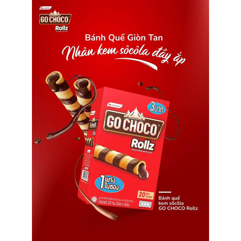 BÁNH QUẾ XỐP KEM SOCOLA GO CHOCO ROLLZ HỘP 280G | Shopee Việt Nam