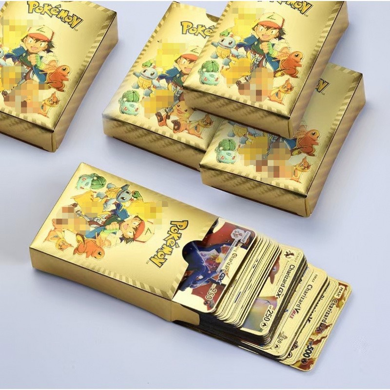 Bộ 55 Thẻ Bài Pokemon Kim Loại Màu Vàng Kim Vmax GX | Shopee Việt Nam