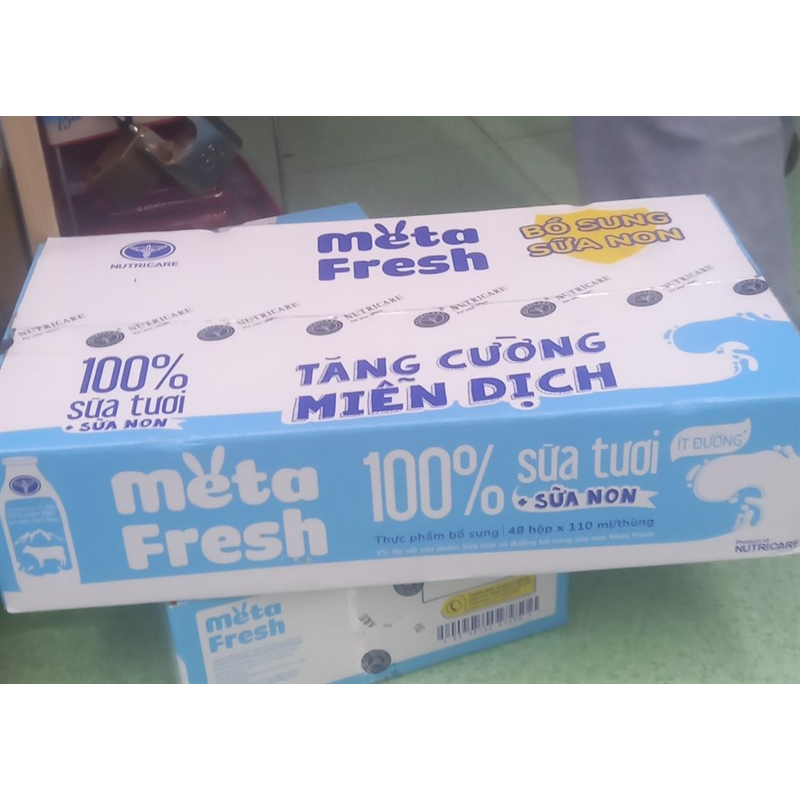 Thùng sữa tươi chứa sữa non Nutricare Meta FRESH ít đường (110ml x 48 ...