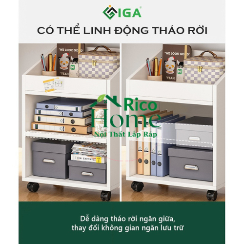 Kệ gỗ để đồ đa năng di chuyển dễ dàng với bánh xe 360 - IGA GP190 ...