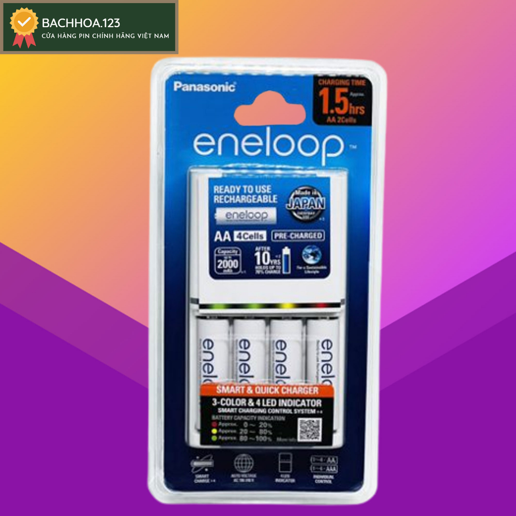 Máy sạc pin AA, AAA ENELOOP PANASONIC, ENERGIZER, CAMELION Kèm 4 pin ...