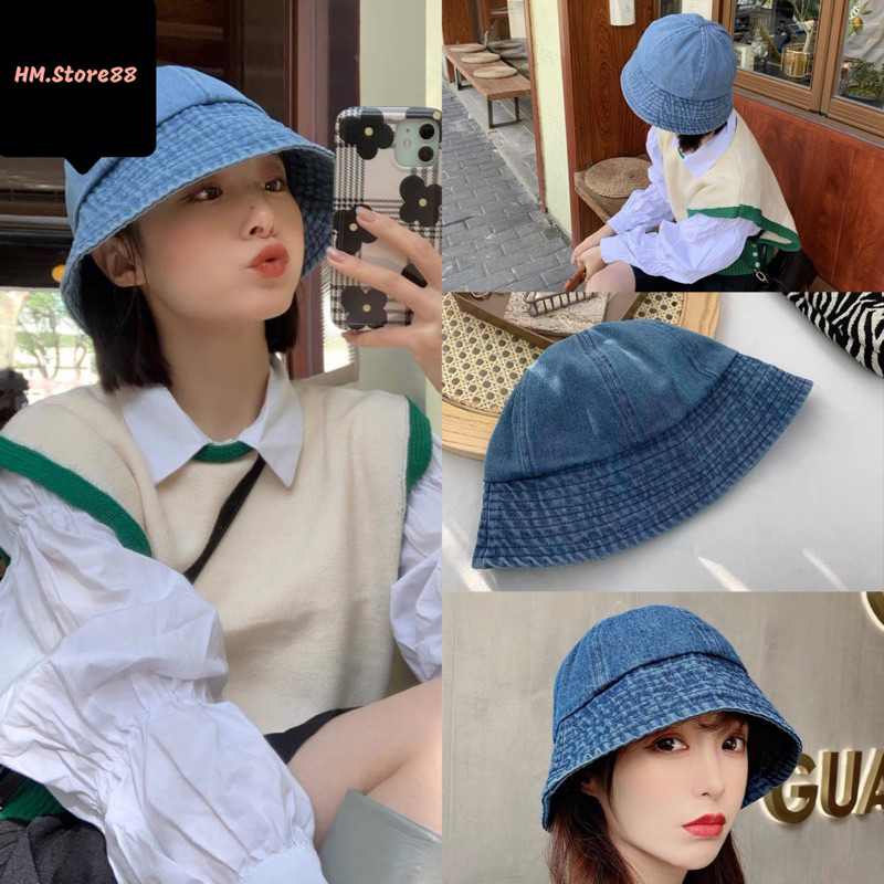Mũ nón bucket vành chất jean mềm đẹp có dây chỉnh vòng đầu MU03 | Shopee Việt Nam