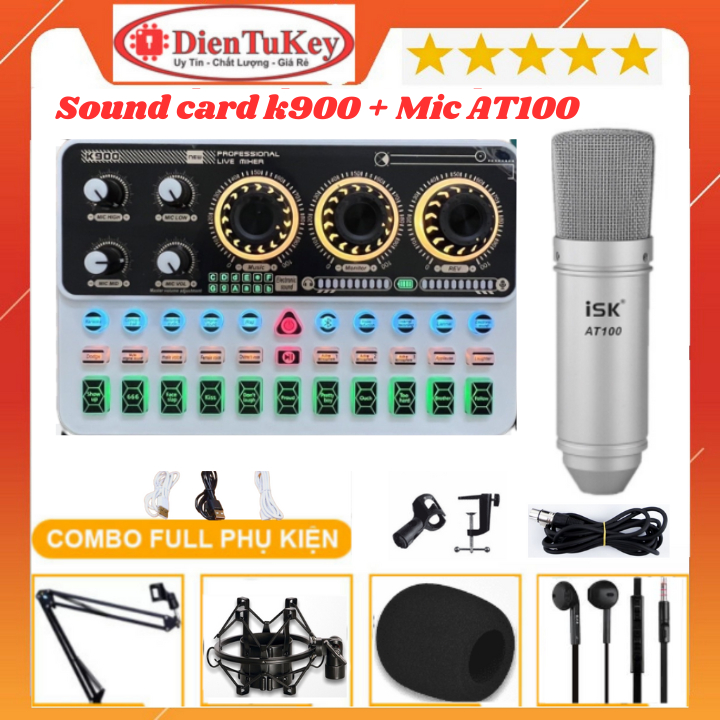 Mic Livestream | Micro thu âm Sound Card K900 & Mic ISK AT100 Hát ...