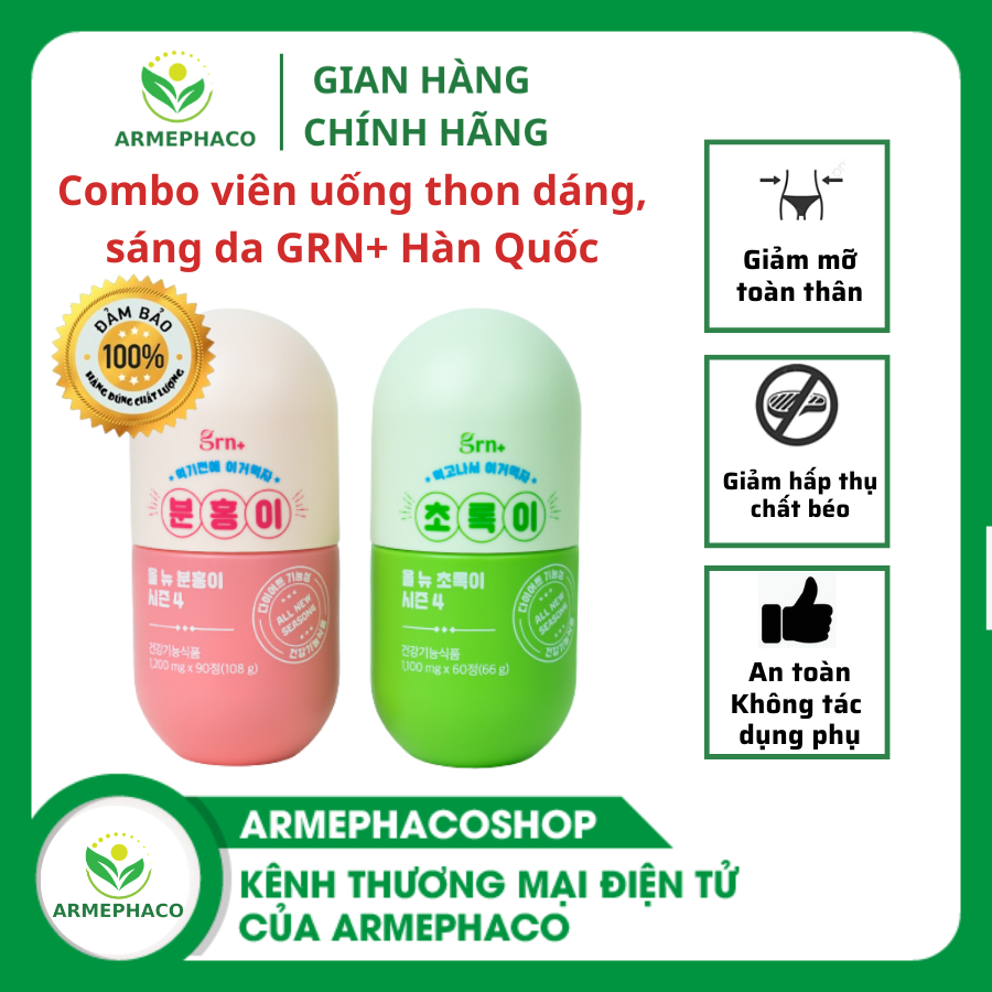 [Hàng chính hãng] Viên uống giảm cân Chính Hãng GRN+ Green & Pink bản ...