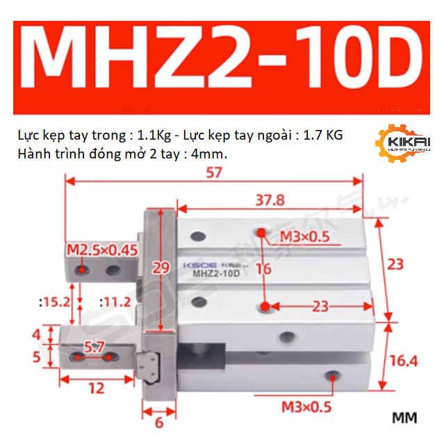 Xy lanh khí nén kiểu tay gắp MHZ2-10D/16D/20D/25D/32D/40D để chụp gắp trong cánh tay robot, tự ...