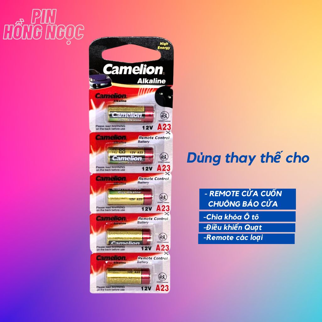 Vỉ 5 Viên Pin A23 Camelion 12V Thay Khiển Remote Cửa Cuốn , Pin Chuông ...