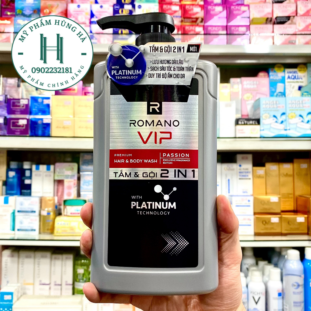 Dầu tắm gội Romano Vip Passion 2 in 1, sữa tắm gội nước hoa nam cao cấp ...