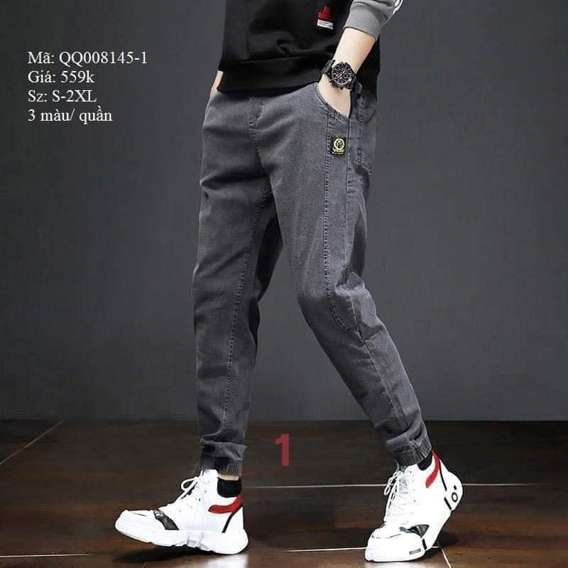 Mã Số QJN 1 Quần Jean Nam xám trơn chuẩn fRom joker lưng thun bo chun ...