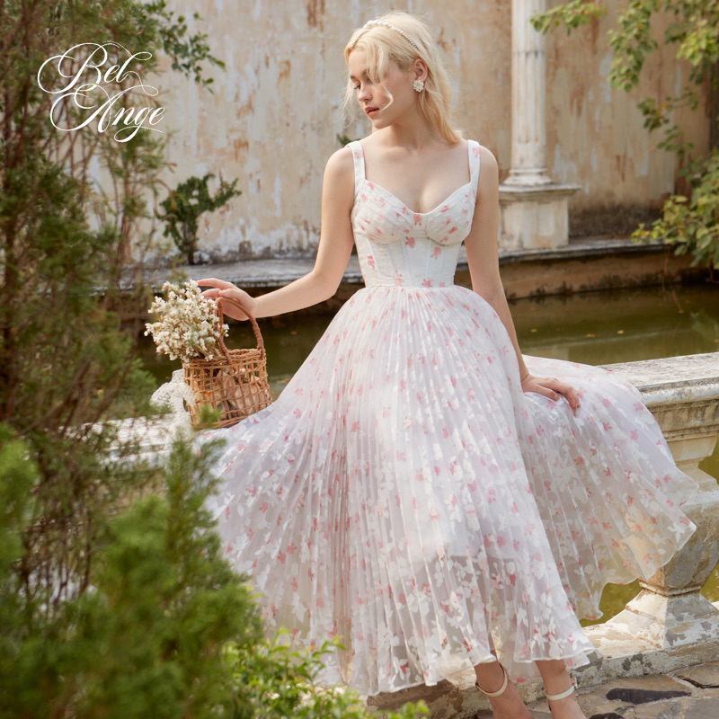 Bel Ange - Đầm thiết kế cao cấp hoa organza dập ly Rowena Midi Dress ...