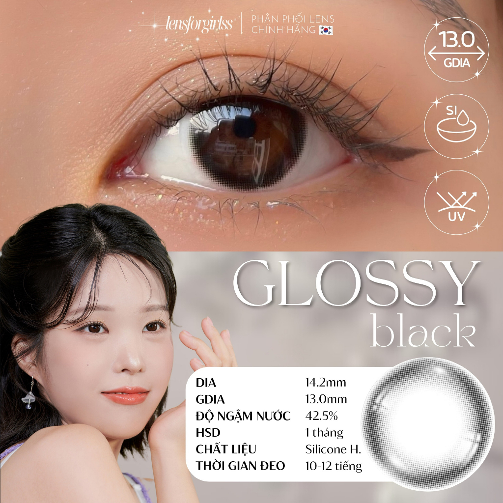 Kính áp tròng Hsd 1 tháng đen thuần tự nhiên GLOSSY BLACK chính hãng ...