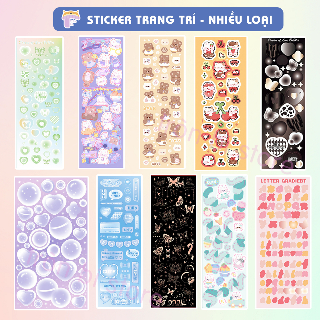 [CHỌN MẪU] Sticker Nhãn dán trang trí card, sổ tay, toploader HIỆU ỨNG ...
