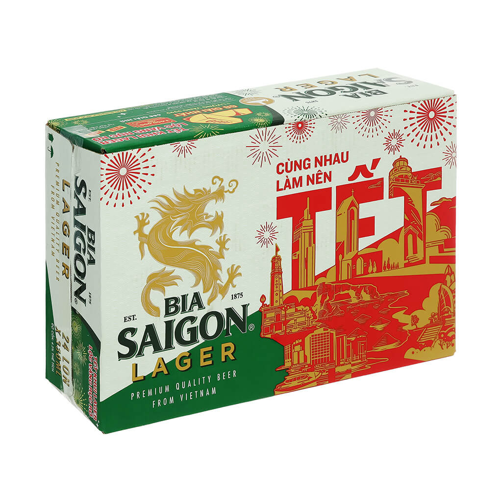 Thùng 24 lon bia Sài Gòn Lager 330ml-P.M MARKET | Shopee Việt Nam