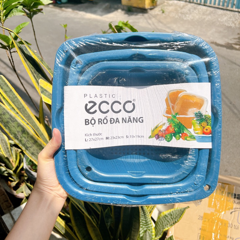 Bộ thau rổ nhựa vuông 6 món ECOCO Bộ rổ nhựa Việt Nhật dày đẹp [Giao ...