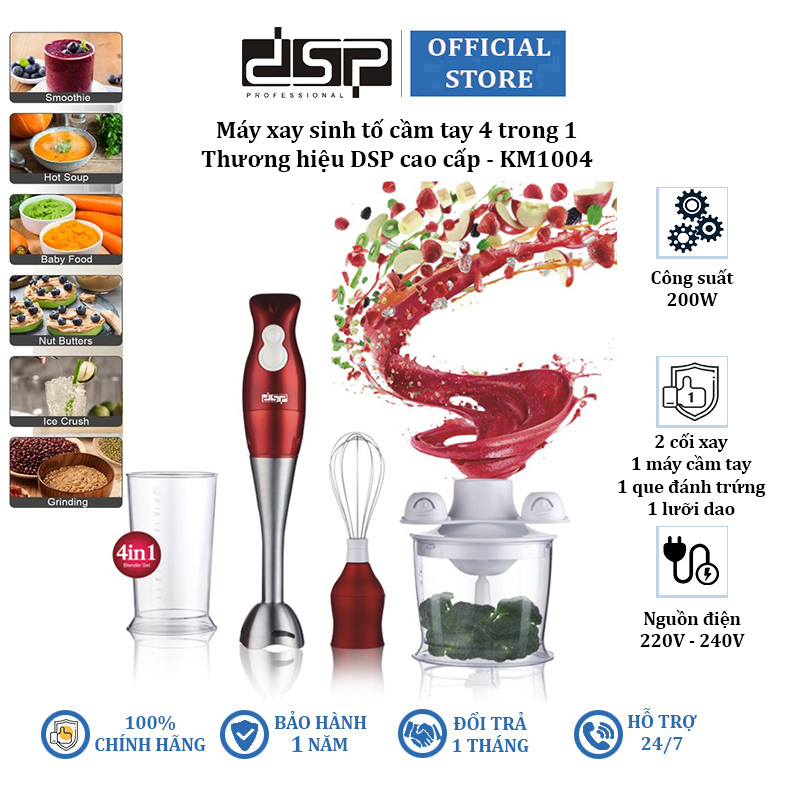 Máy xay sinh tố cầm tay đa năng 2 tốc độ, nhãn hiệu DSP KM1004, công suất 200W | Shopee Việt Nam