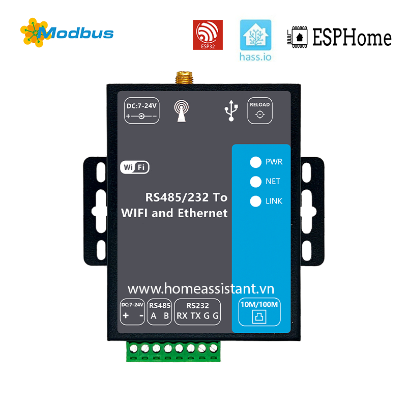 Bộ Lập Trình Esp32 Dtu Lan Rs485 Rs232 Modbus Esp 502 Hỗ Trợ Homeassistant Esphome Arduino