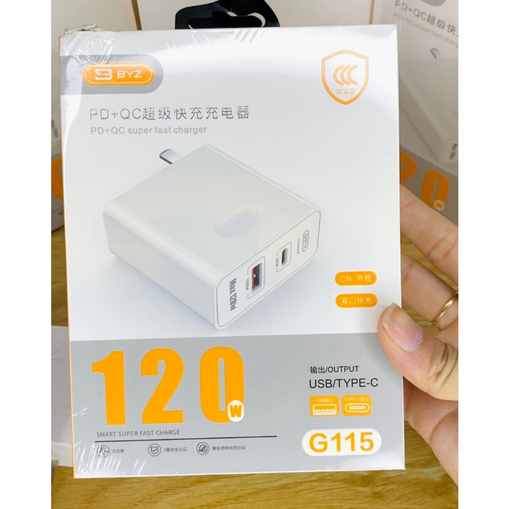 Củ Sạc Nhanh 120W BYZ G115 2 Cổng TypeC QC3.0+PD = 20W, USB = 100W ...
