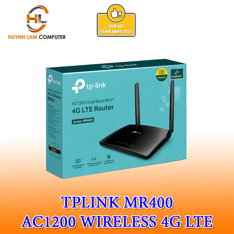 Bộ phát WiFi Tplink Archer MR400 AC1200 Wireless 4G LTE Router băng tần ...