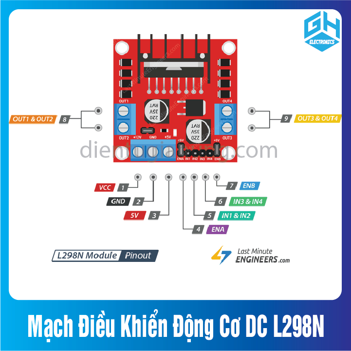 [DC L298N] 1 Cái Mạch Điều Khiển Động Cơ DC L298N | Shopee Việt Nam