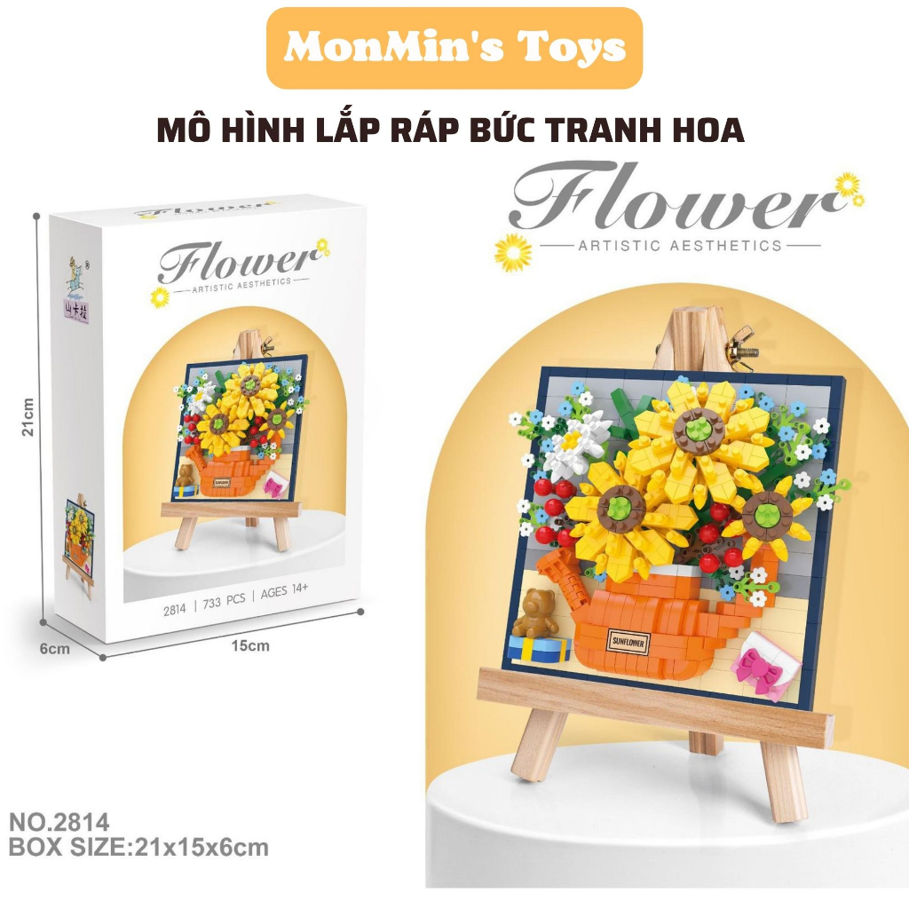 Mô hình lắp ráp hoa trang trí, mô hình lắp ráp bức tranh hoa 3D, lắp ráp mô hình chậu hoa, khung ...