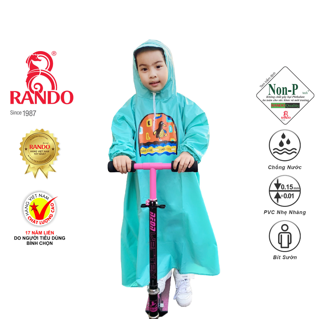 Áo Đi Mưa Trẻ Em Cao Cấp Bisur Kids, RANDO Chính Hãng, Áo Trẻ Em Bít ...