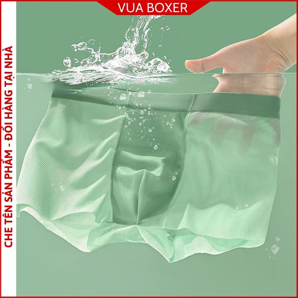 Sét 4 quần sịp đùi nam boxer lụa hàn dập gân 3D quần xì mềm mại đồ lót ...