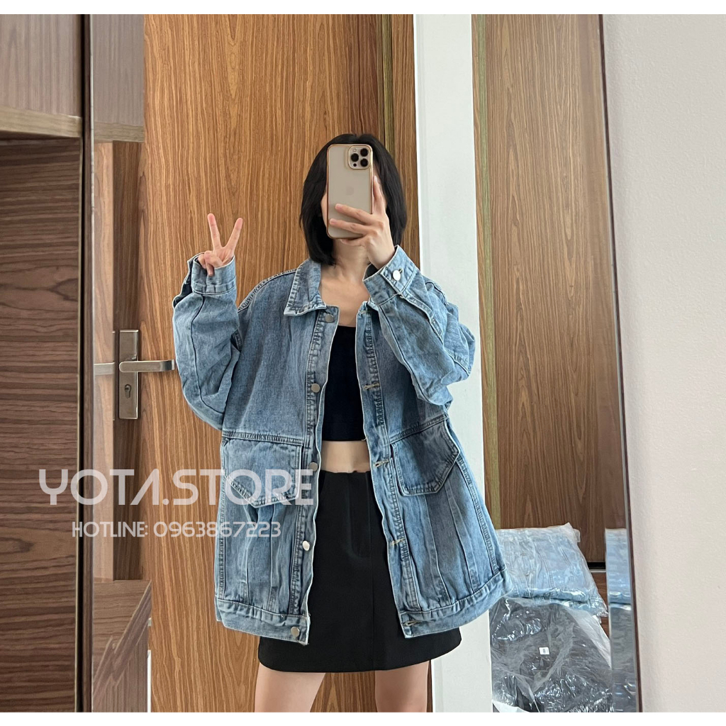 Áo khoác jeans túi hộp - J027 | Shopee Việt Nam