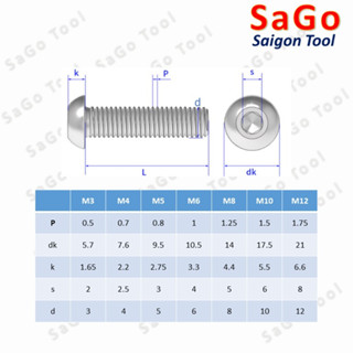 Ốc vít inox, Bulong inox lục giác đầu dù Inox 304 M3 M4 M5 M6 M8 (10 Con) | Shopee Việt Nam