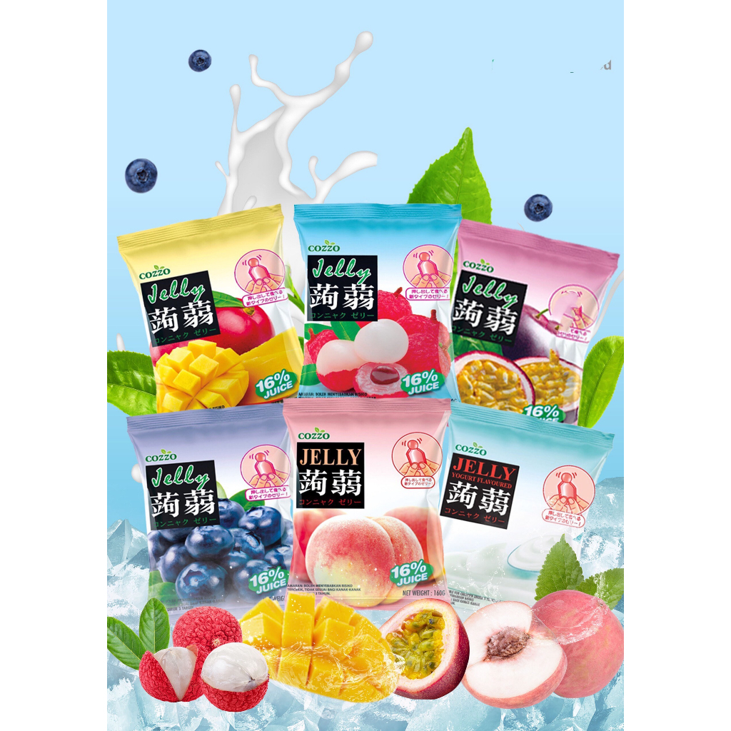 (đủ 6 vị - DATE MỚI )Thạch trái cây Jelly Cozzo Malaysia 160g các loại - Vị Việt Quất/ Vải/Xoài ...