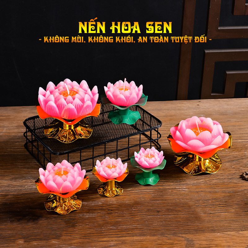 Nến hoa sen, sáp hoa sen, nến ban thờ an toàn cho sức khỏe (1 nến ...