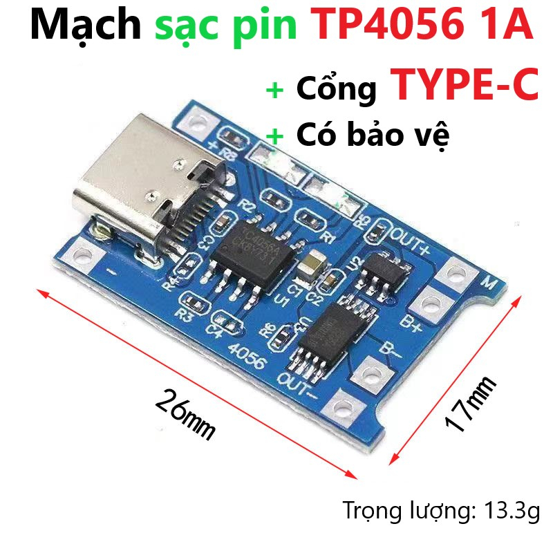 Mạch Sạc Pin TP4056 - Sạc Pin Lithium 18650 - Lion 3V7- 4V2 CÓ BẢO VỆ PIN | Shopee Việt Nam