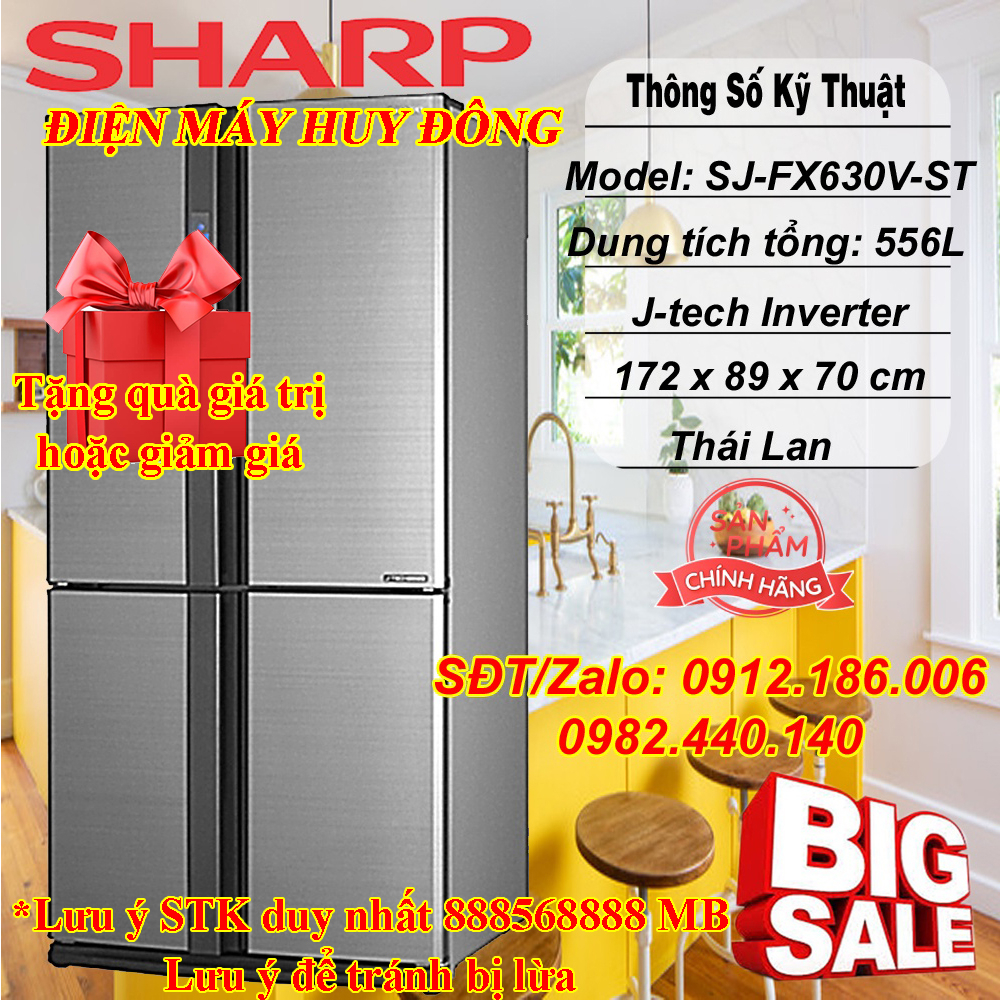 Tủ lạnh Sharp Inverter 556 lít SJ-FX630V-ST | Shopee Việt Nam