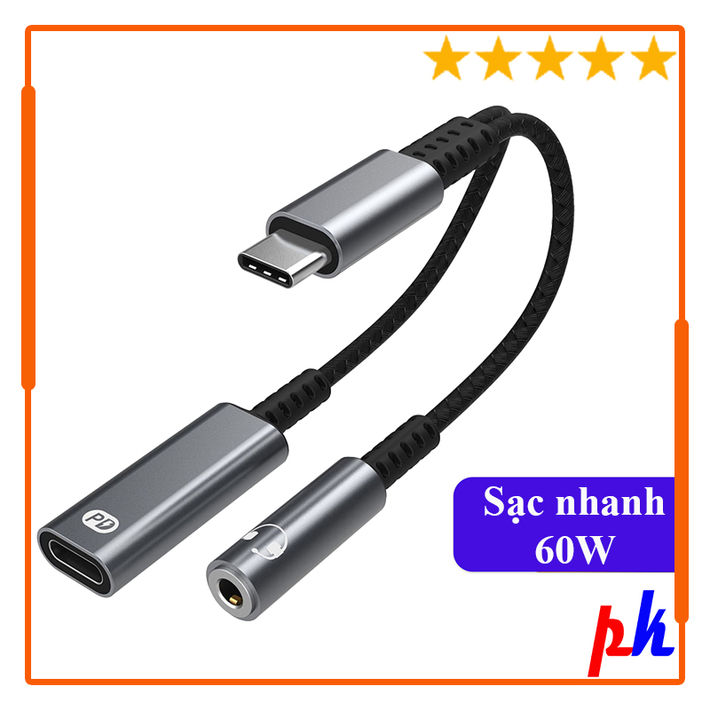 Jack chuyển tai nghe Type C sang 3.5 kèm sạc nhanh 60W | Shopee Việt Nam