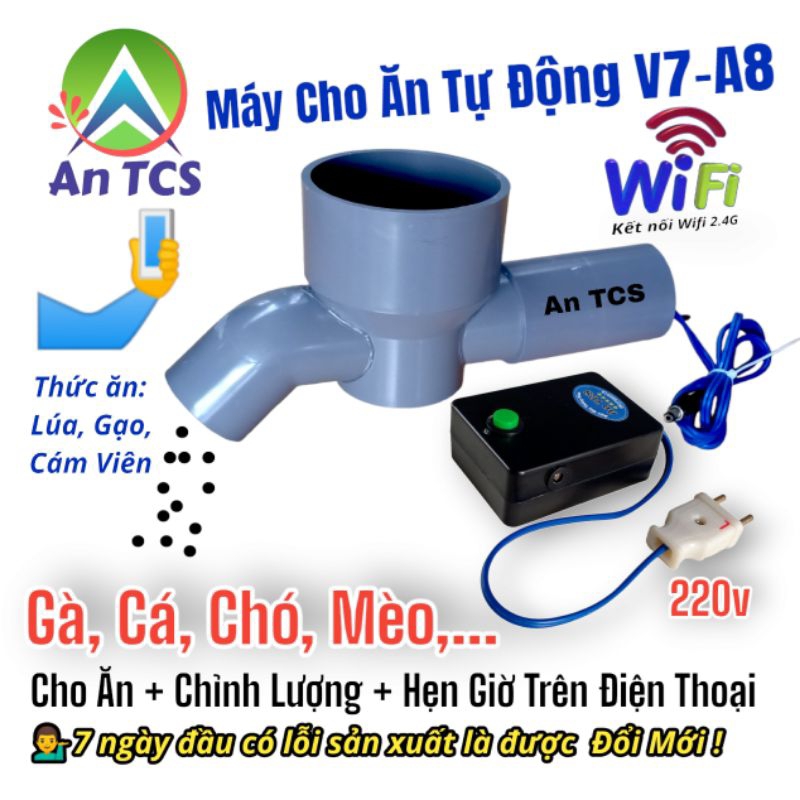 Máy Cho Ăn Cá Gà Chó Mèo ăn tự động wifi V7-A8 An TCS | Shopee Việt Nam