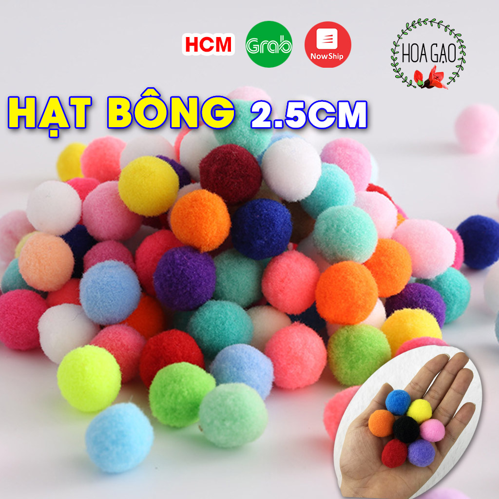 Pom pom cục bông size 2.5cm LOẠI TỐT trang trí đồ chơi cho bé, phụ kiện ...