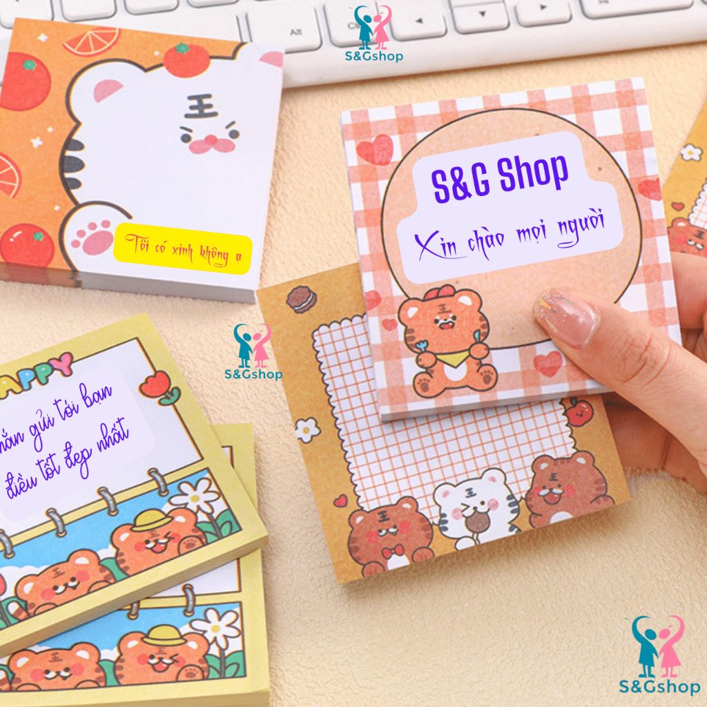 50 tờ giấy note cute hoạt hình cam, giấy ghi chú dễ thương nhỏ gọn ...