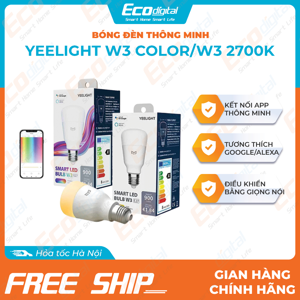Bóng đèn Led thông minh Yeelight Bulb W3 - đui xoắn E27 - tích hợp ...