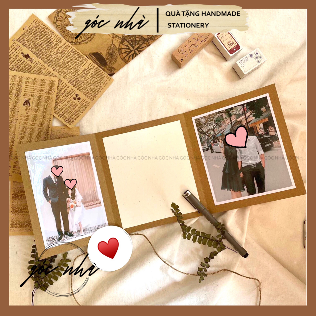 Thiệp handmade in hình ảnh Sweet Love kiểu vintage kraft làm quà sinh ...