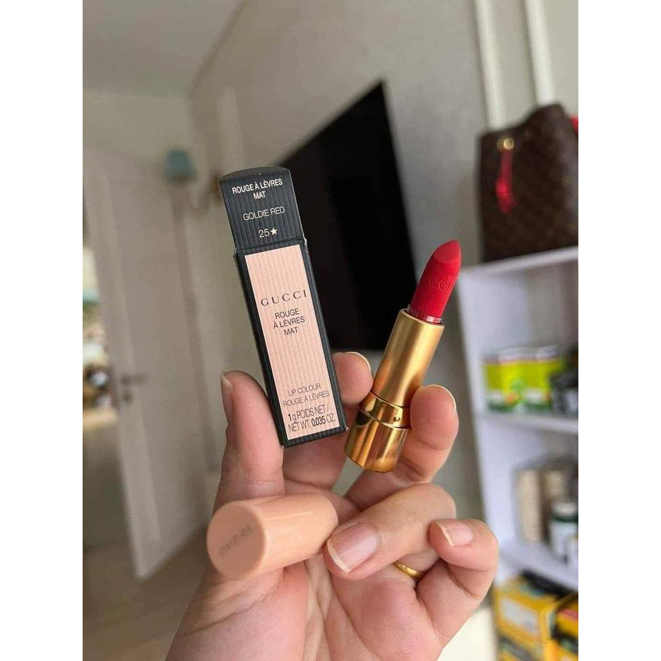 Son Gucci Rouge Matte Goldie Red 25 - Mini 1g | Shopee Việt Nam