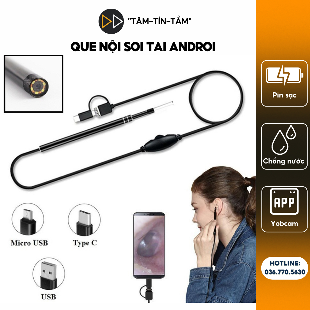 Máy nội soi, Camera Nội Soi Tai Siêu Nét Đi Kèm Bộ Đầu Lấy Ráy -Nhỏ Gọn ...