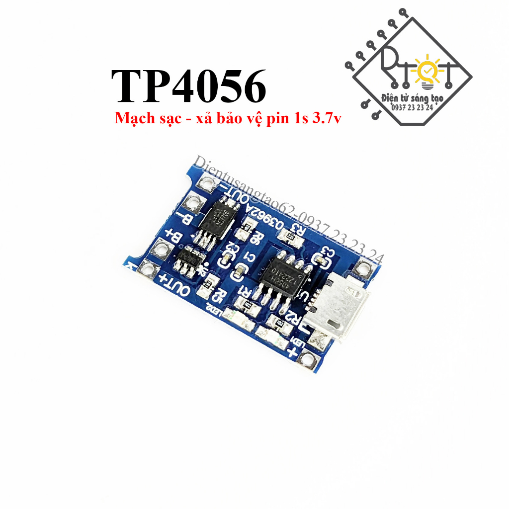 [ DTST62 ] Mạch Sạc Pin 1S TP4056 1A Micro V2- IC Bảo Vệ Quá Dòng- Quá ...