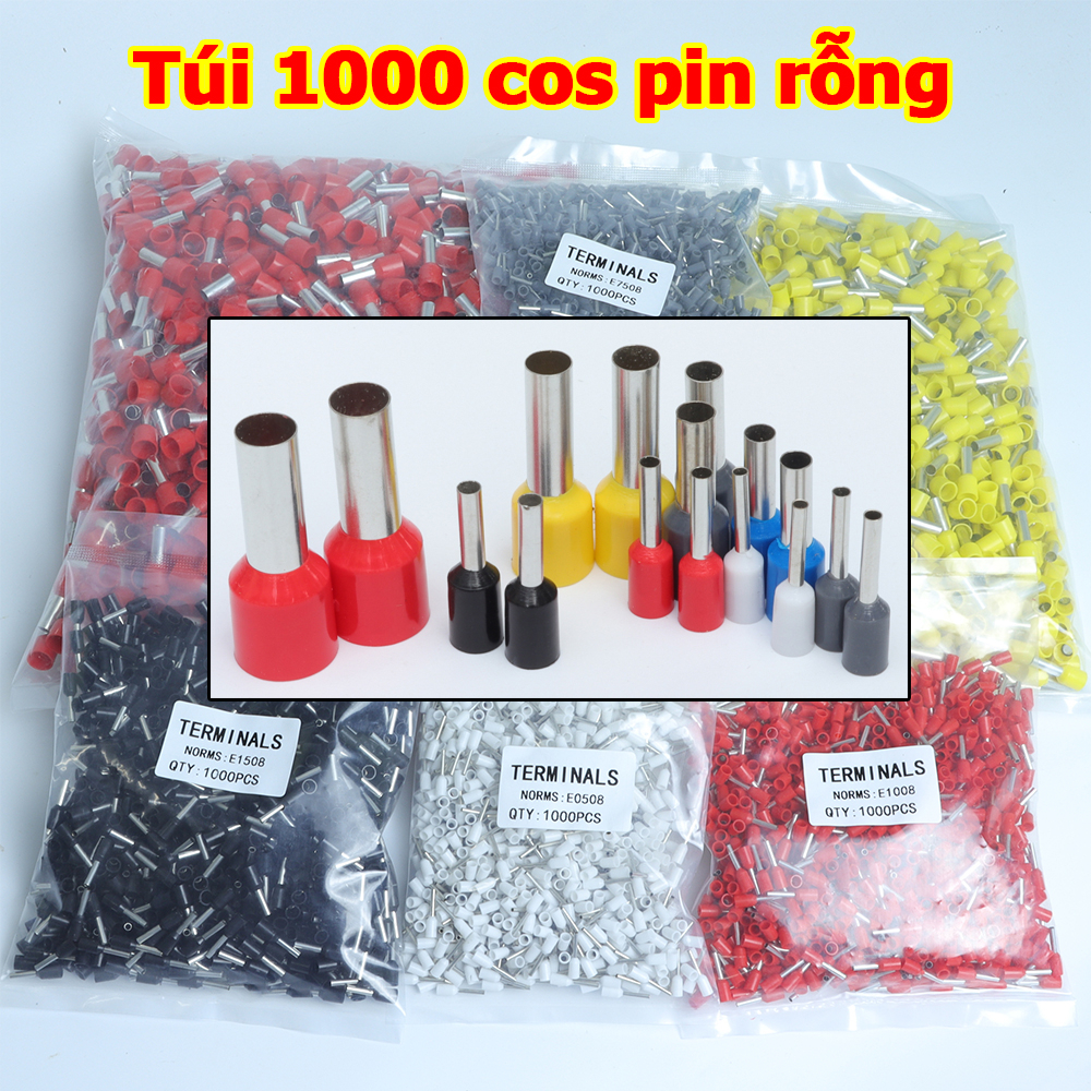 Gói 1000 cái đầu cos pin tròn lõi đồng cos kim rỗng sử dụng với kìm HSC8 | Shopee Việt Nam