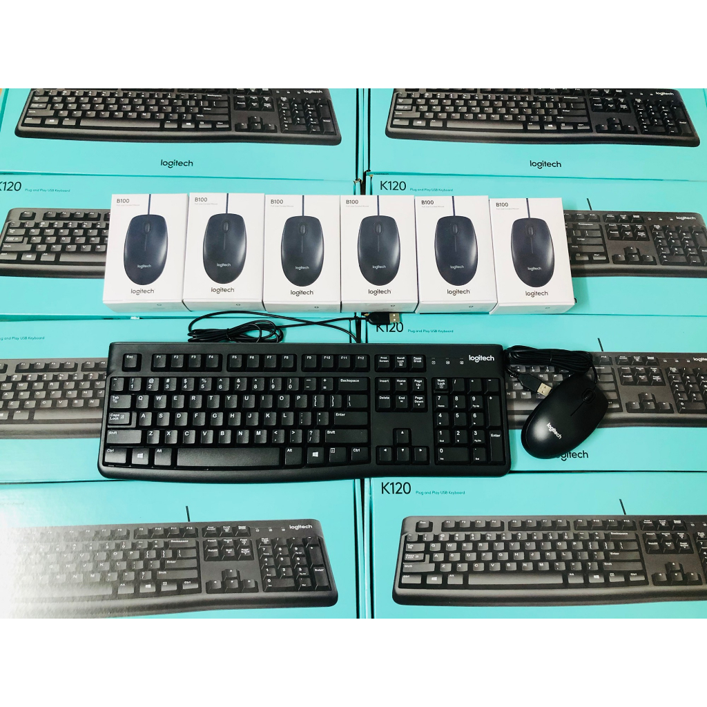 Bộ chuột phím Logitech K120 + B100 chính hãng | Shopee Việt Nam
