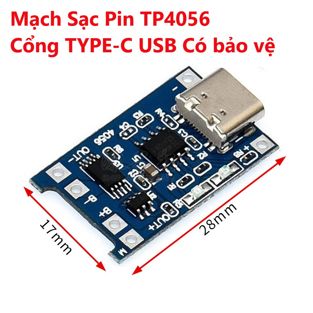 Mạch Sạc Pin TP4056 Cổng TYPE-C USB Có bảo vệ | Shopee Việt Nam