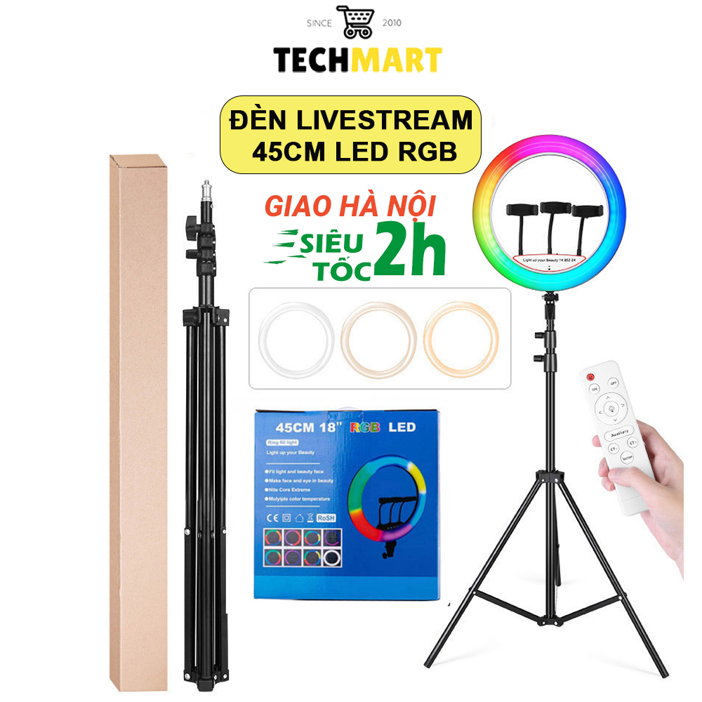 Đèn livestream 18 inch (45 cm) đèn led RGB nhiều chế độ màu chụp ảnh ...