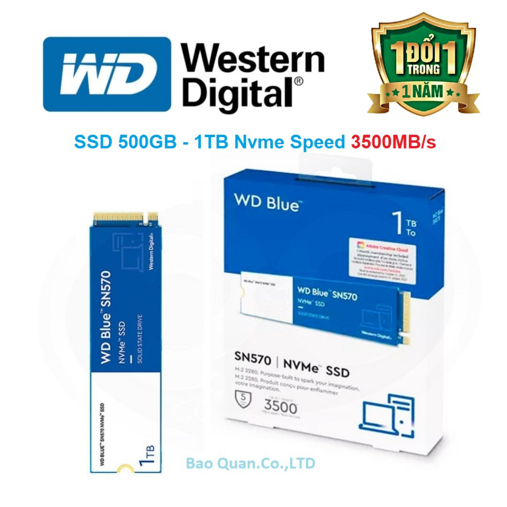 Ổ SSD WD SN570 500GB 1TB Nvme 2280 - Tốc độ 3500MB/s - BH 12 tháng ...