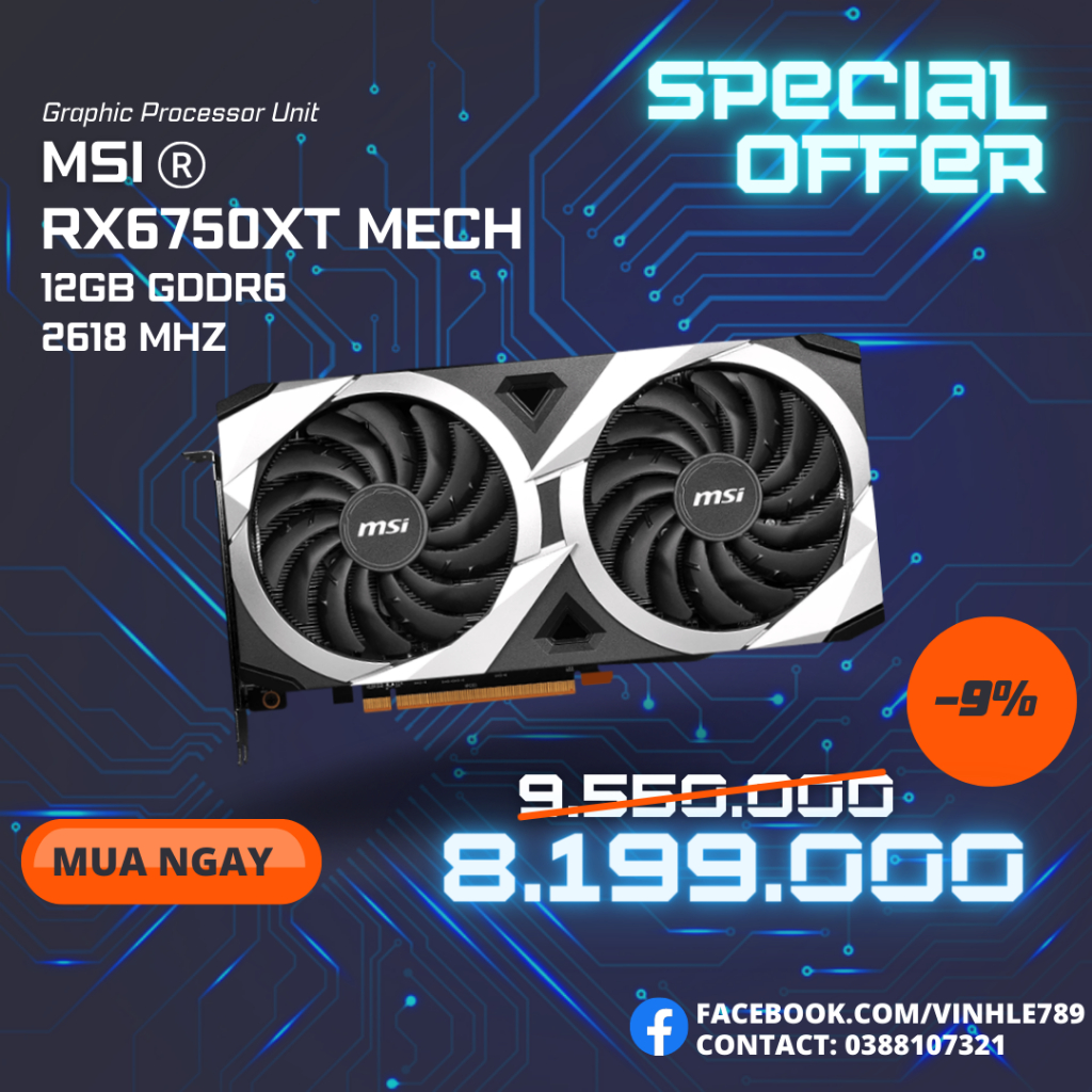 Card màn hình MSI RX 6750XT MECH [NEW] | Shopee Việt Nam