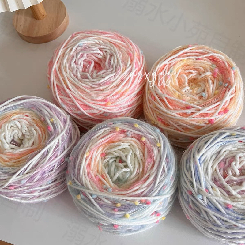 Len Phối màu pompom loang cầu vồng cuộn 150g | Shopee Việt Nam