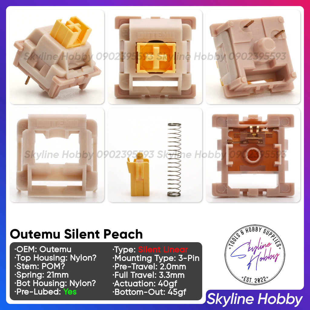 Switch bàn phím cơ Outemu - Silent Peach V2, Silent Lime V2, Silent Ocean, Cream Blue, Pink ...