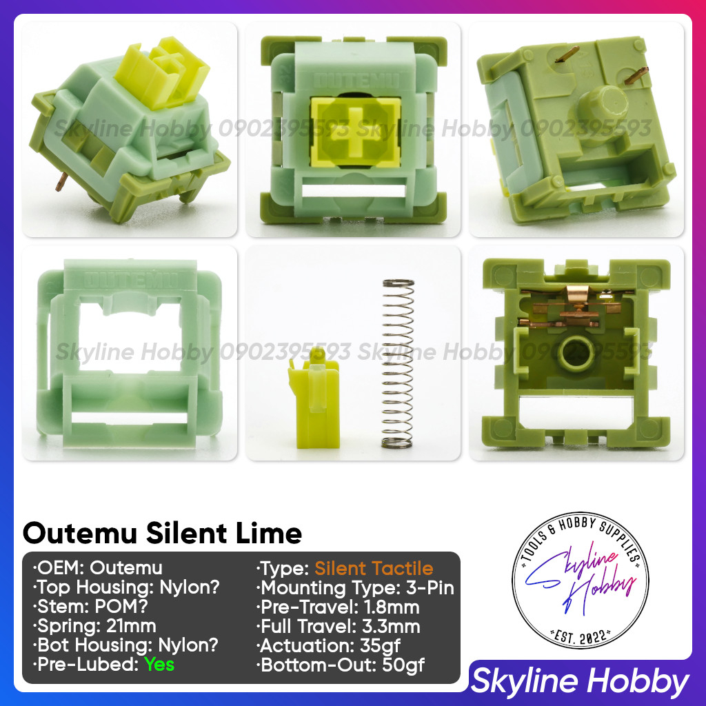 Switch bàn phím cơ Outemu - Silent Peach V2, Silent Lime V2, Silent Ocean, Cream Blue, Pink ...